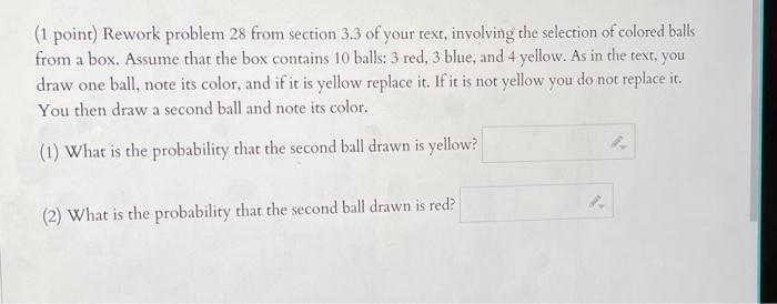 Solved 1 Point Rework Problem 28 From Section 3 3 Of Your