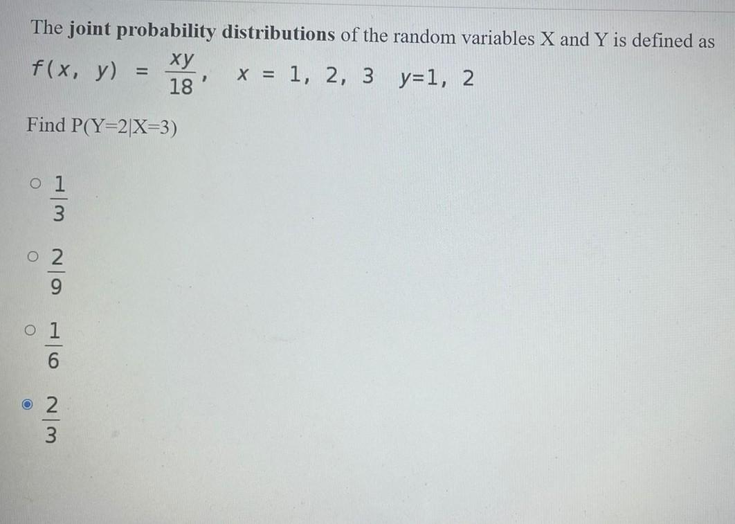 Solved The joint probability distributions of the random | Chegg.com