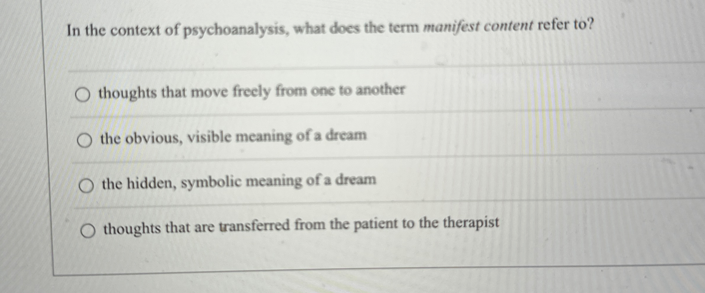 Solved In the context of psychoanalysis, what does the term | Chegg.com