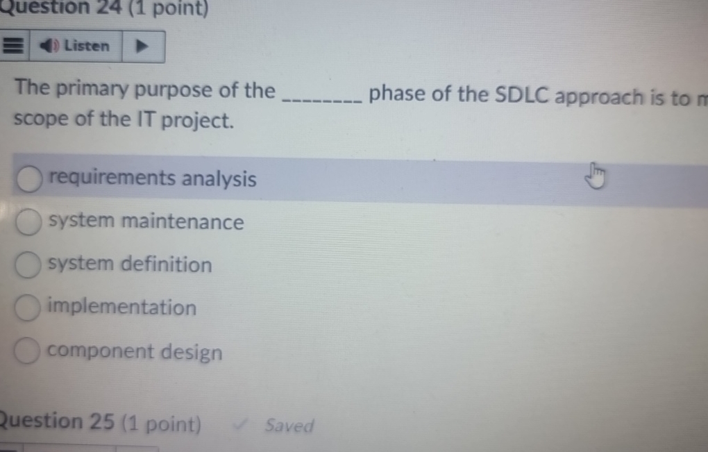 Solved The primary purpose of the ﻿phase of the SDLC | Chegg.com