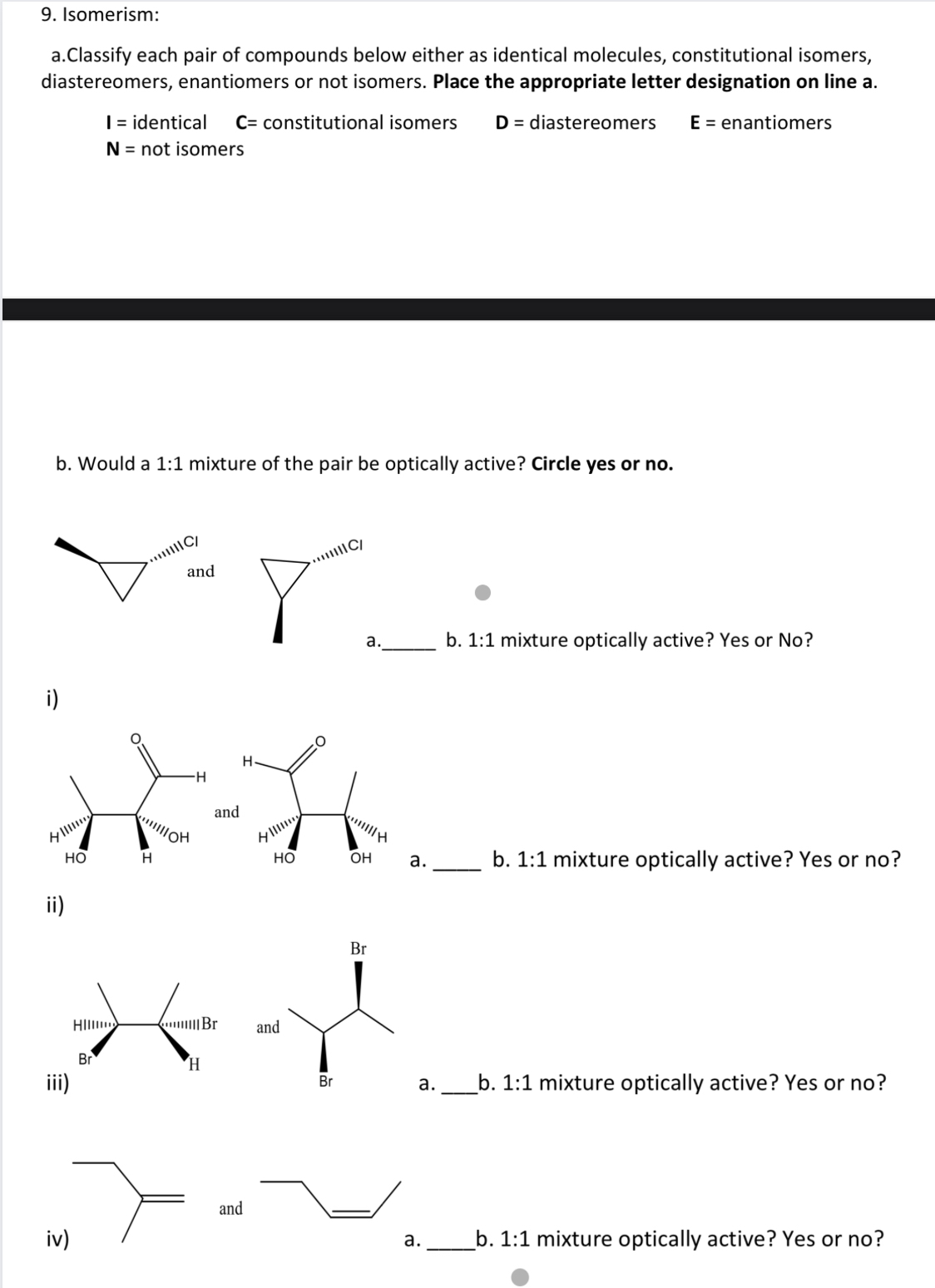 Solved Isomerism:a.Classify each pair of compounds below | Chegg.com