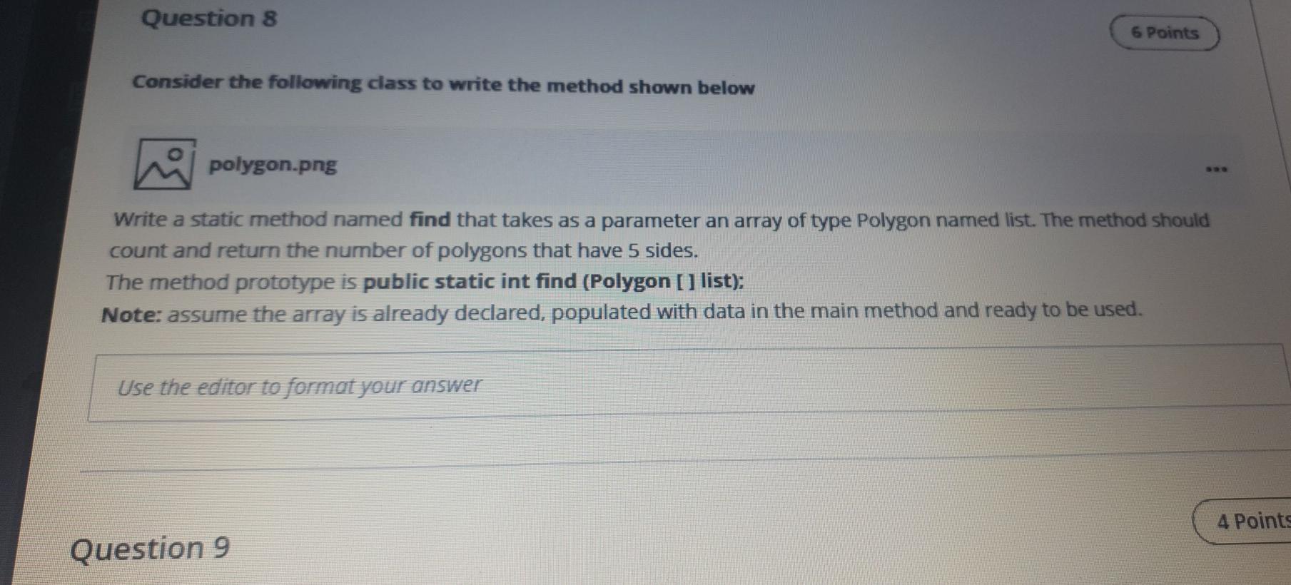 Solved Question 8 6 Points Consider the following class to | Chegg.com