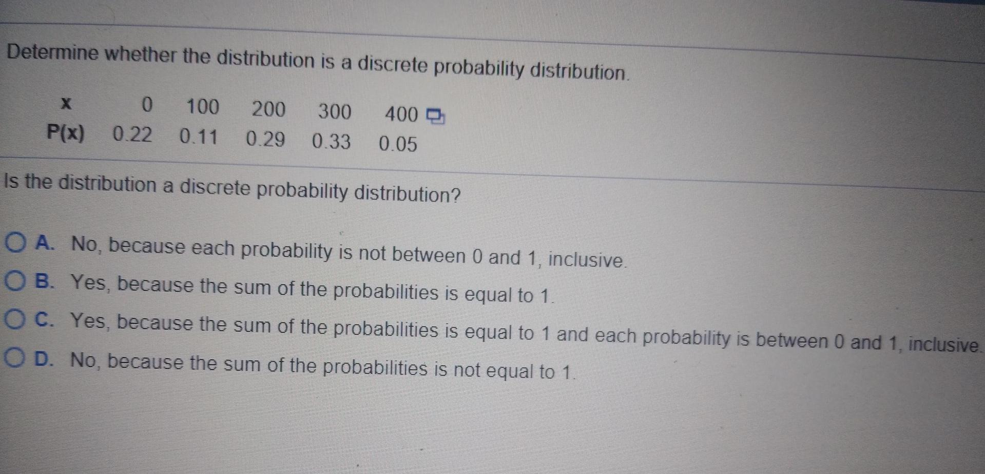 Solved Determine whether the distribution is a discrete | Chegg.com