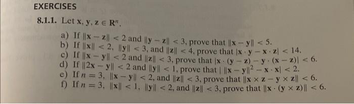 Solved 1.1. Let x,y,z∈Rn. a) If ∥x−z∥
