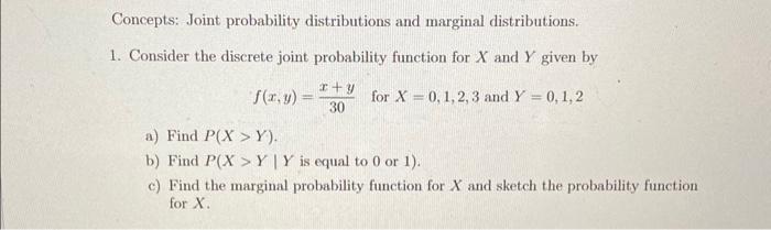 Solved Concepts: Joint probability distributions and | Chegg.com