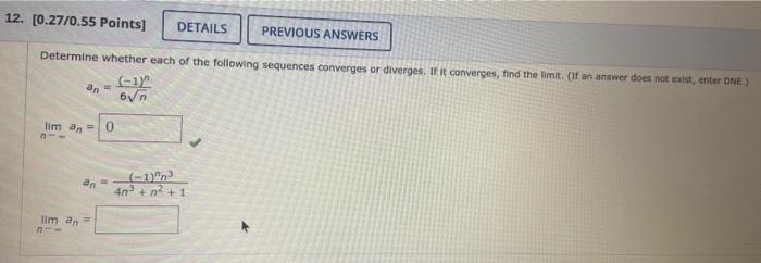 Solved Determine whether each of the following sequences | Chegg.com