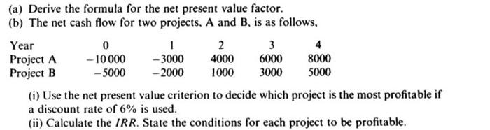 Solved (a) Derive the formula for the net present value | Chegg.com
