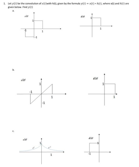 Solved 1. Let y(t) be the convolution of x(t) with h(t), | Chegg.com