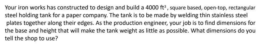 Solved Your iron works has constructed to design and build a | Chegg.com
