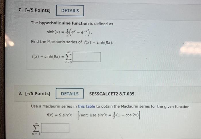 The hyperbolic sine function is defined as | Chegg.com