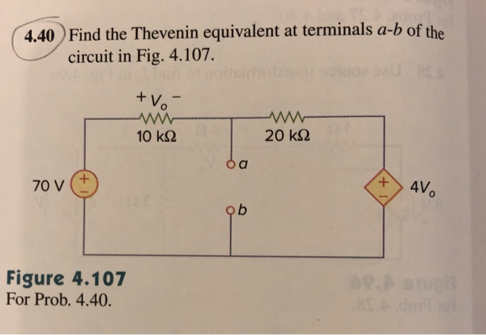 Solved 4.40 Find the Thevenin equivalent at terminals a-b of | Chegg.com