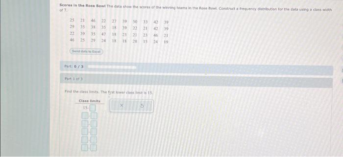 Solved Find the frequencies.Scores in the Rose Bow The data | Chegg.com
