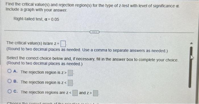 Solved Find the critical value(s) and rejection region(s) | Chegg.com