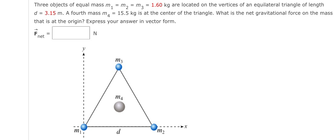 Solved Three objects of equal mass m1=m2=m3=1.60kg ﻿are | Chegg.com