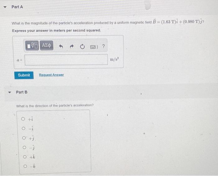 Solved What is the magnitude of the particle's acceleration | Chegg.com