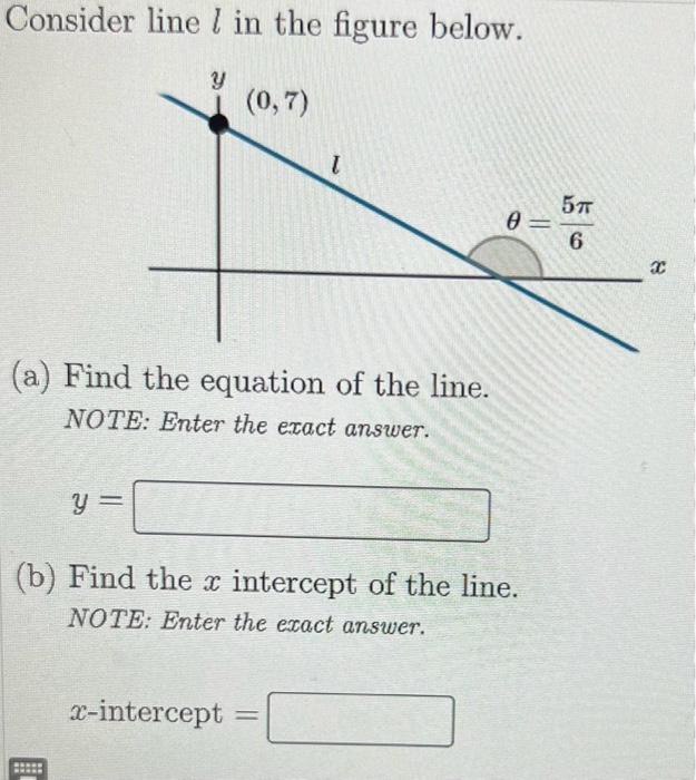 Solved Consider line l in the figure below. (a) Find the | Chegg.com