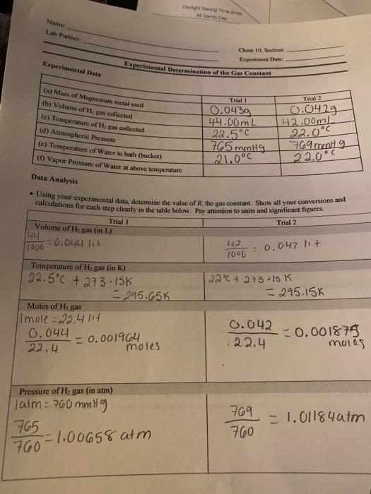 Solved • Using your experimental data, determine the value | Chegg.com