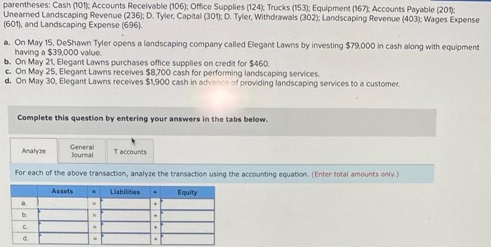 Solved parentheses: Cash (101); Accounts Receivable (106); | Chegg.com