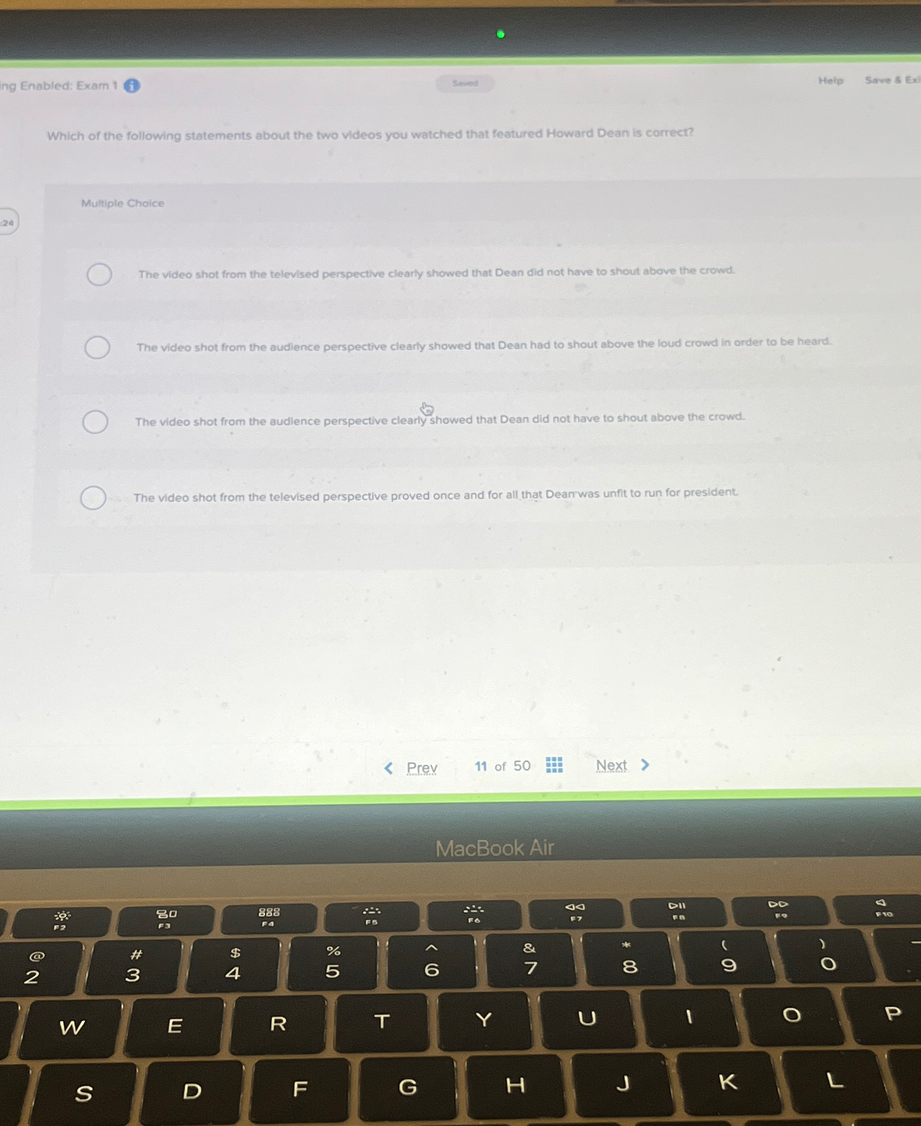 Solved ing Enabled: Exam 1 (SevedHelpSave 8 ﻿ExWhich of the | Chegg.com