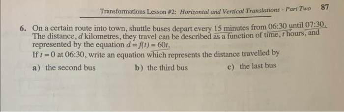 Solved Transformations Lesson #2: Horizontal and Vertical | Chegg.com