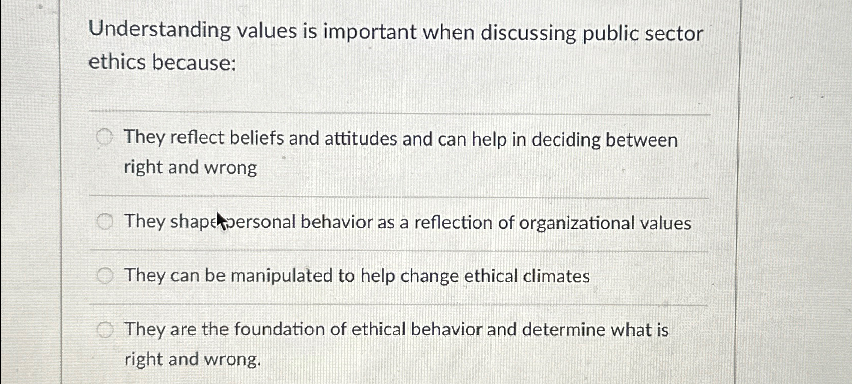 Solved Understanding values is important when discussing | Chegg.com