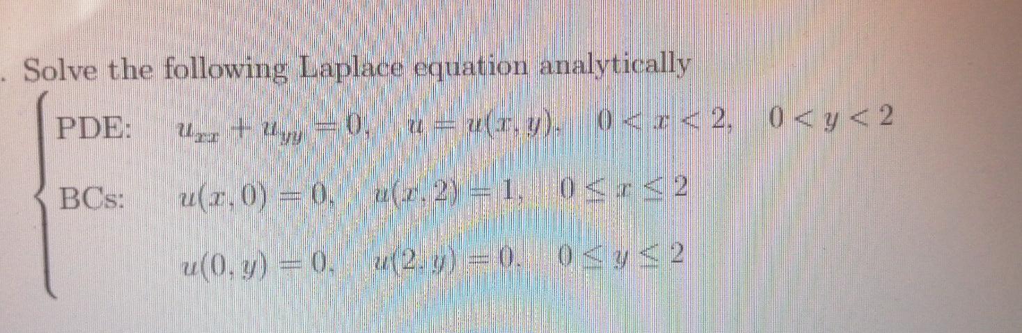 Solved Solve the following Laplace equation analytically | Chegg.com