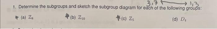 Solved 1. Determine the subgroups and sketch the subgroup | Chegg.com