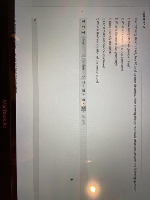 Solved Question 2 The following structure AB2 has 20 total | Chegg.com