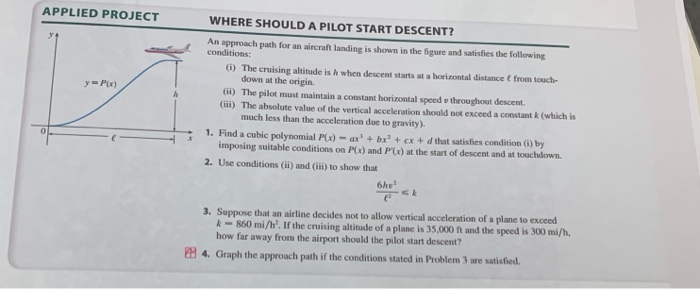 Solved APPLIED PROJECT WHERE SHOULD A PILOT START DESCENT? | Chegg.com