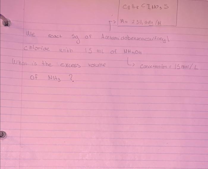 Solved We react sg of Acetamidobenzenesulfanyl. Chloride | Chegg.com