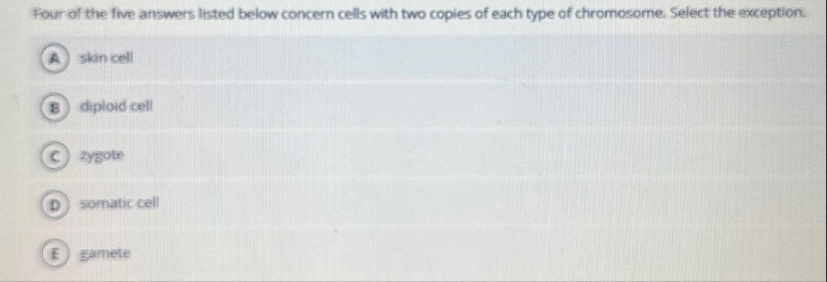 Four of the five answers listed below concern cells | Chegg.com