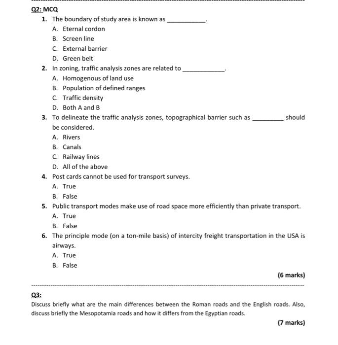 Solved Q2: MCQ 1. The boundary of study area is known as A. | Chegg.com