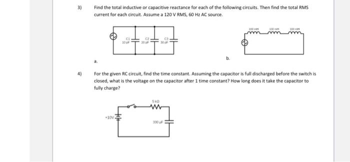 Solved 3) Find the total inductive or capacitive reactance | Chegg.com