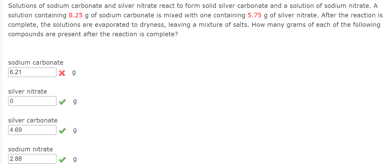 Solved Solutions of sodium carbonate and silver nitrate | Chegg.com