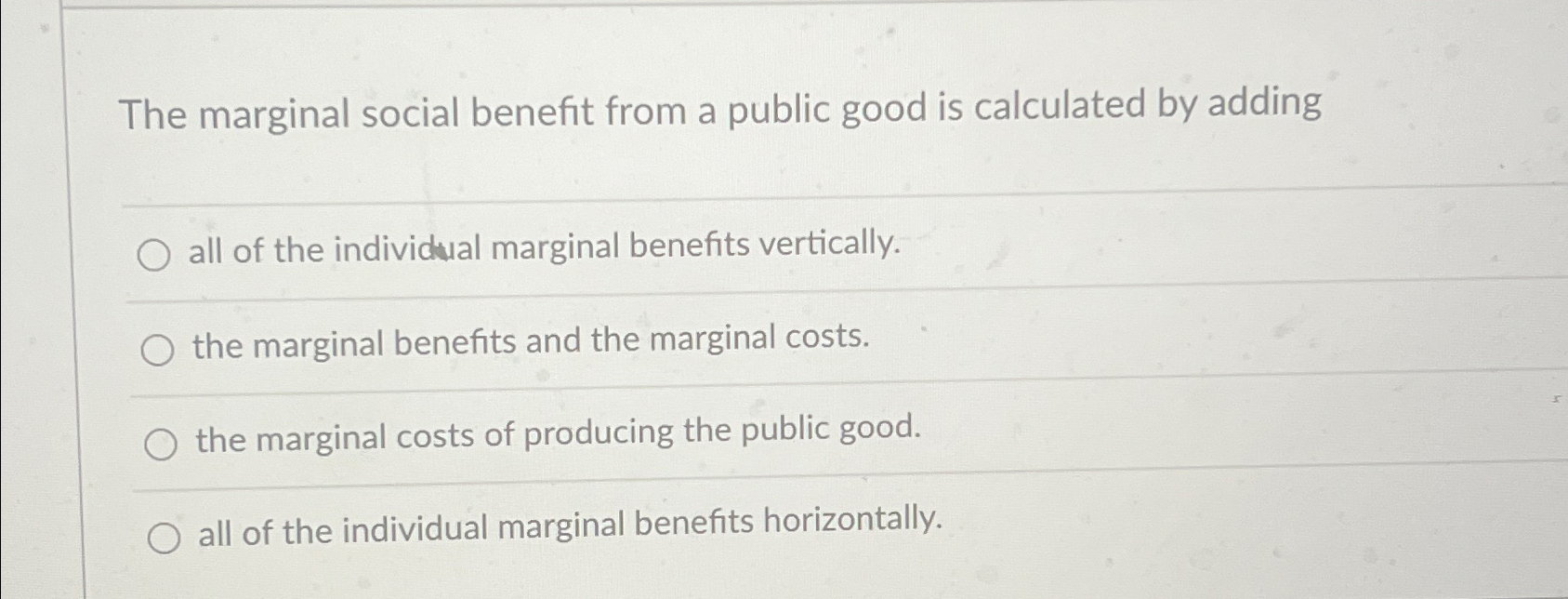 Solved The marginal social benefit from a public good is | Chegg.com