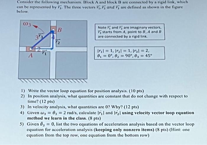 Solved Consider the following mechanism Block A and block B | Chegg.com