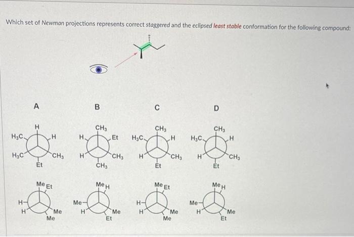 Solved Which set of Newman projections represents correct | Chegg.com