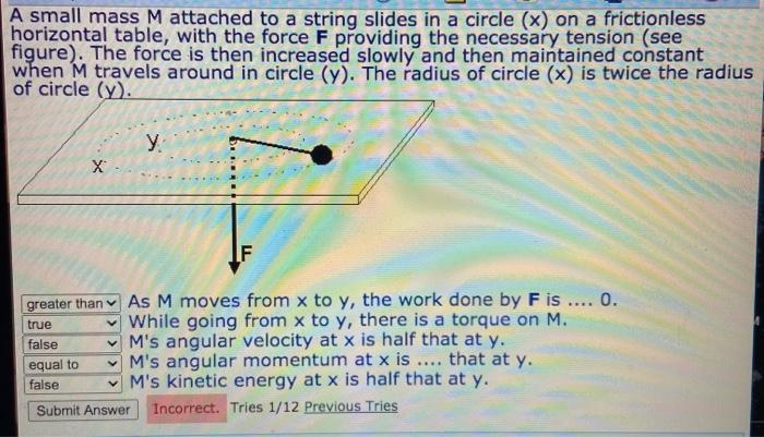 Solved A small mass M attached to a string slides in a | Chegg.com