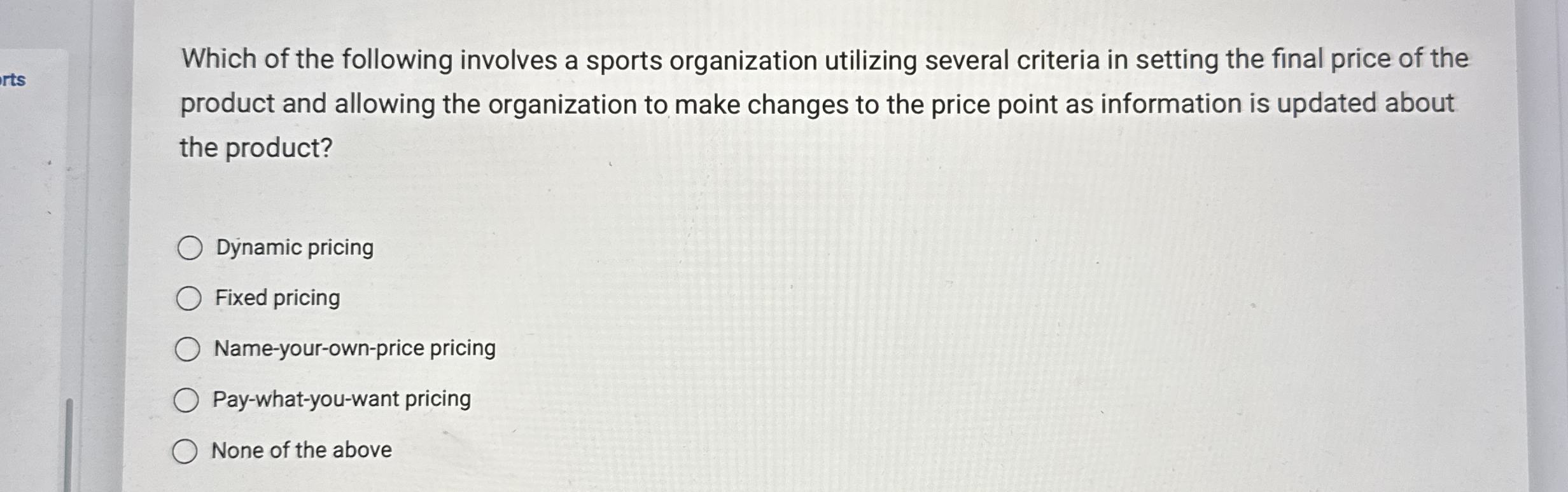 Solved Which of the following involves a sports organization | Chegg.com