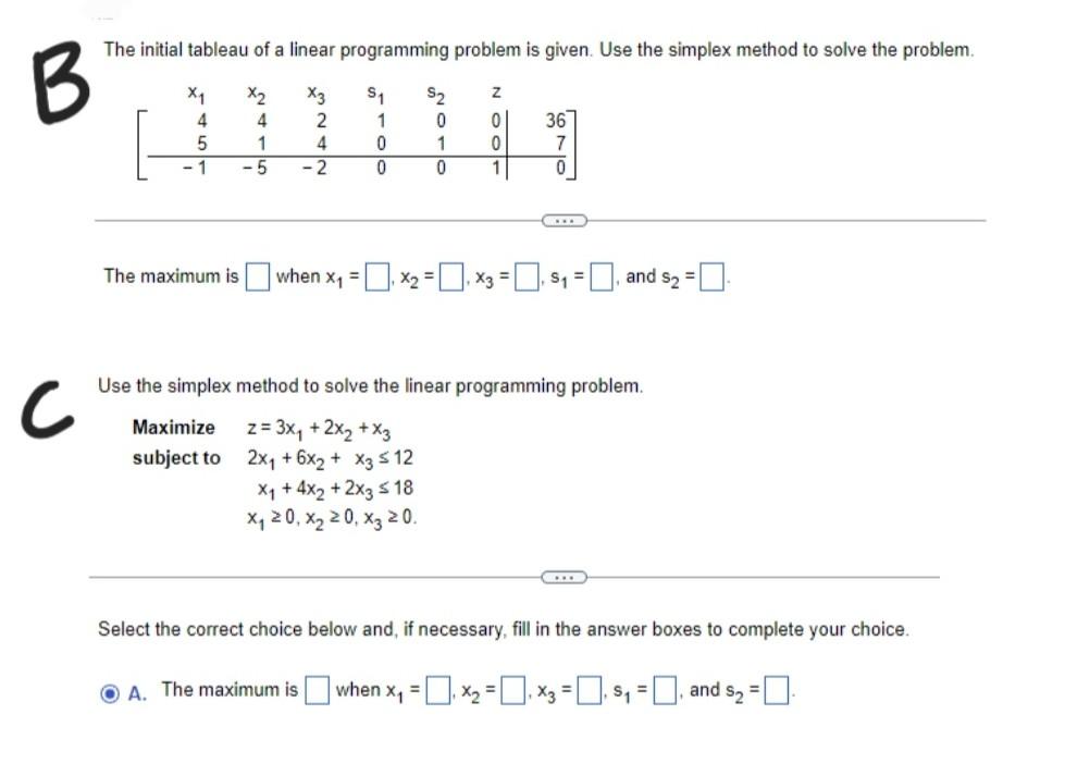 Solved The initial tableau of a linear programming problem | Chegg.com