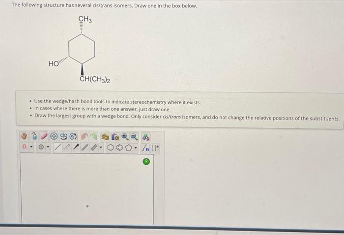 Solved The following structure has several cis/trans | Chegg.com