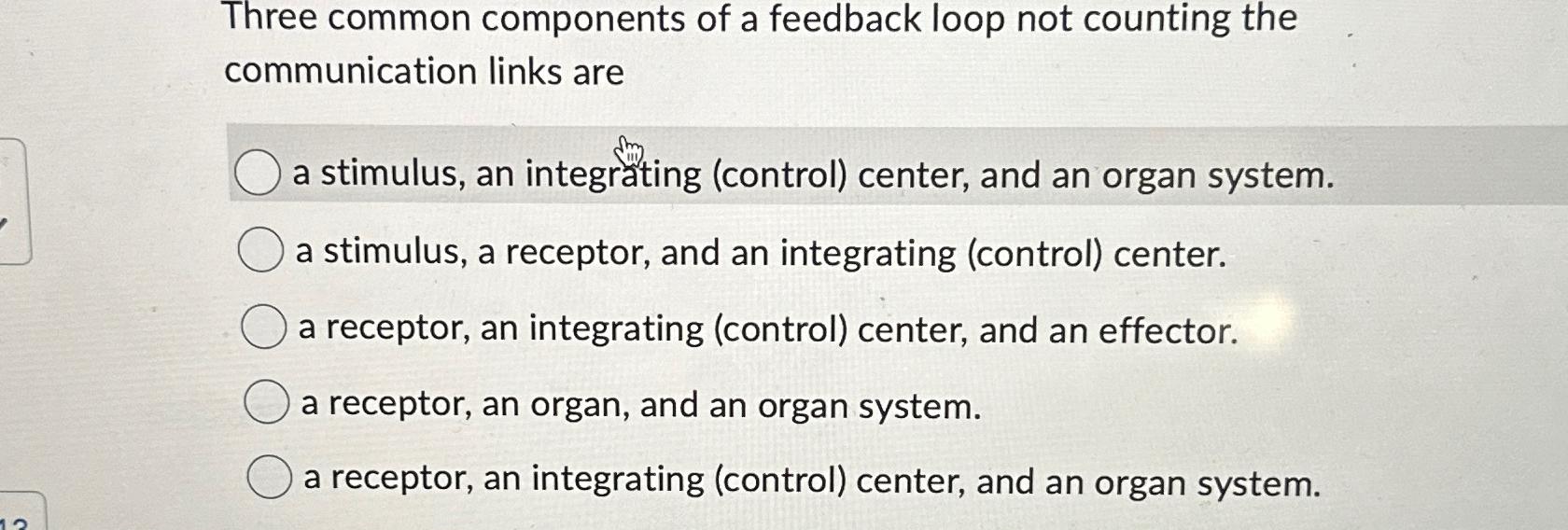 Solved Three common components of a feedback loop not | Chegg.com