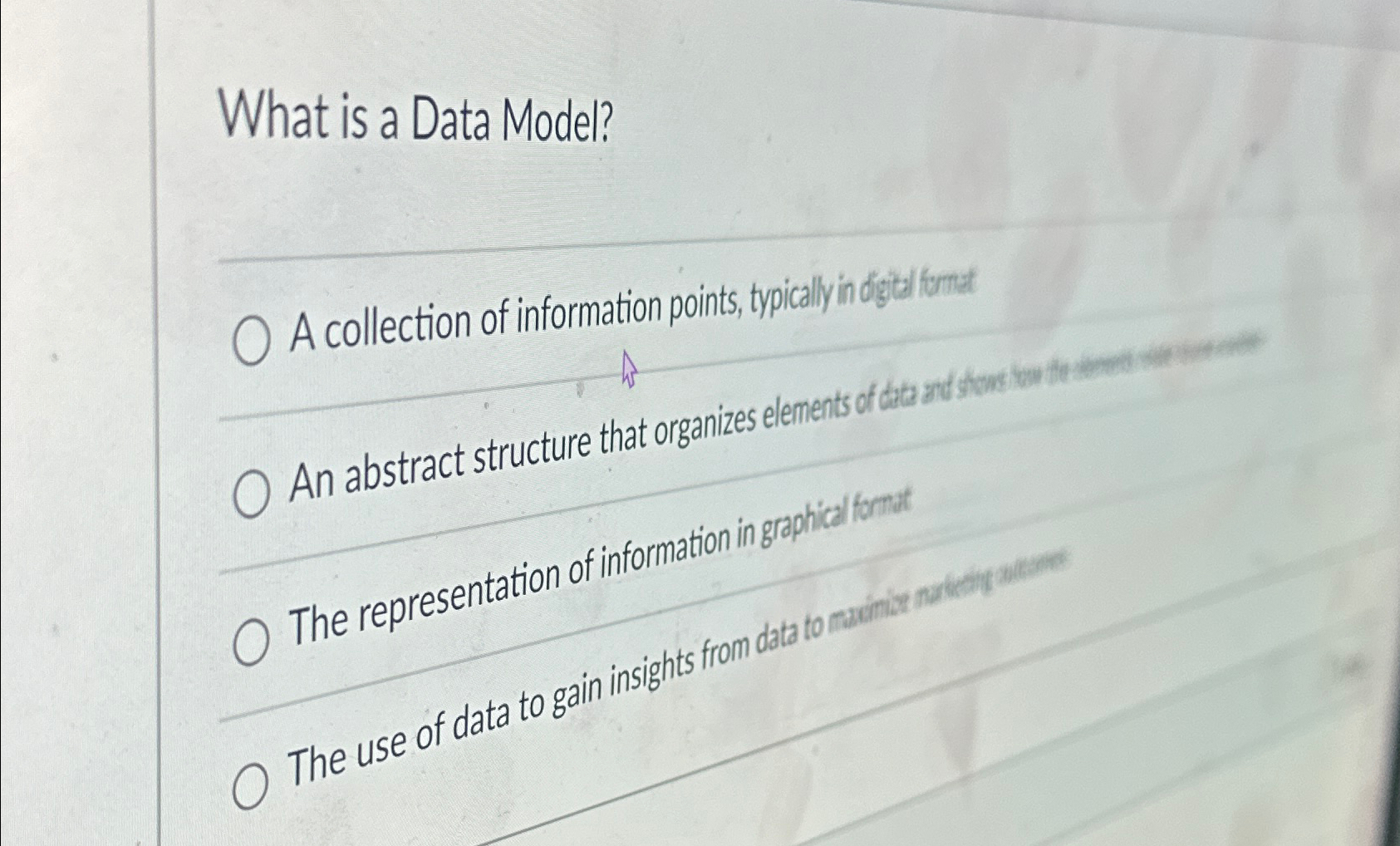 Solved What is a Data Model?A collection of information | Chegg.com
