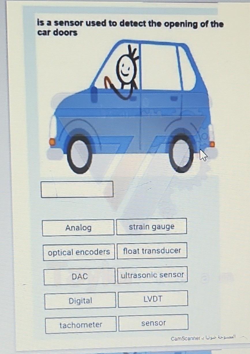 Solved is a sensor used to detect the opening of the car | Chegg.com