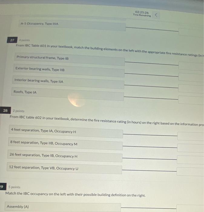 Solved 02.25.26 Tema A-1 Occupancy Type A 27 From IBC Table | Chegg.com