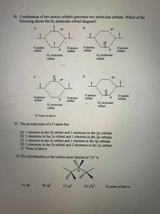 Solved 8) Combination of two atomic orbitals generates two | Chegg.com