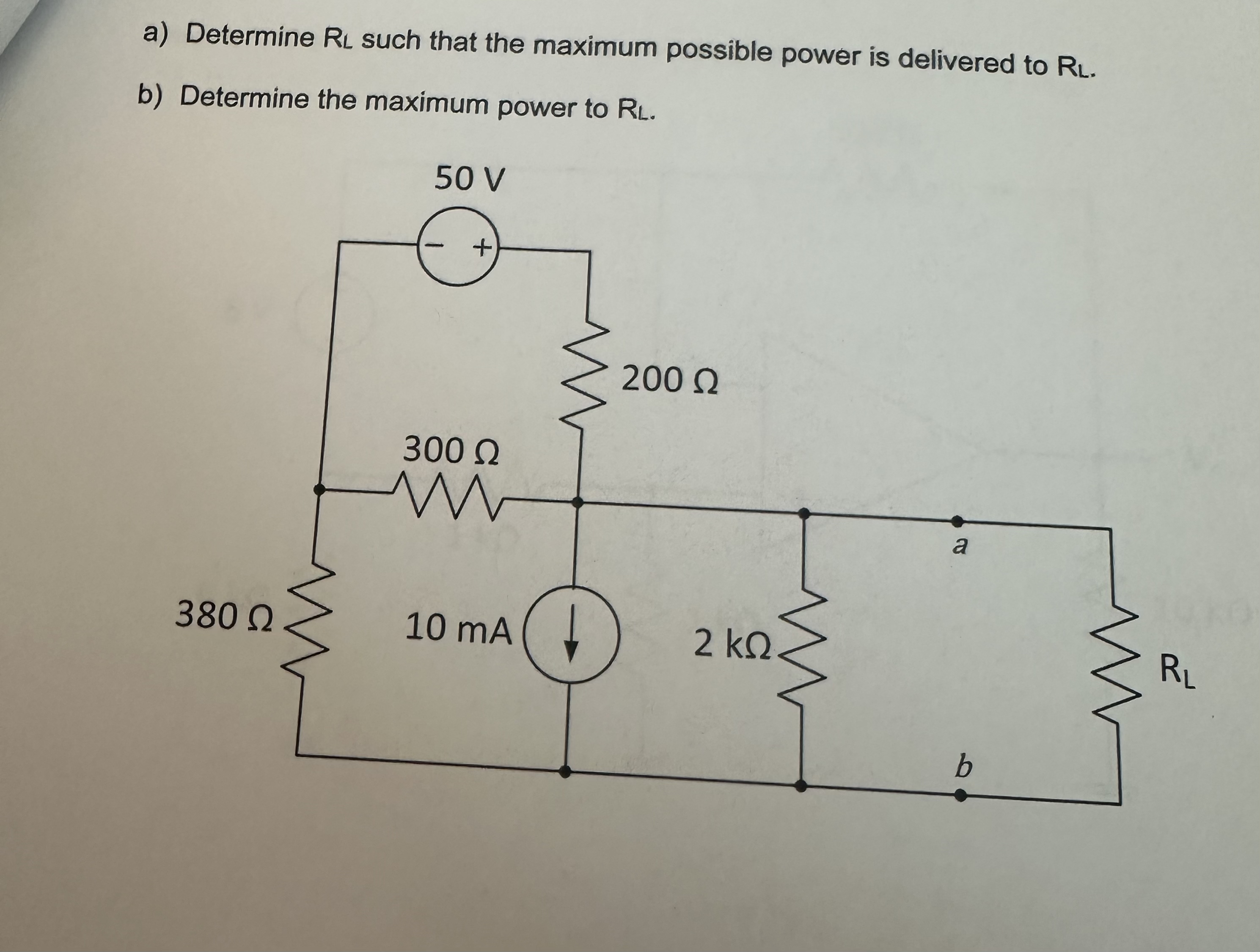 Solved a) ﻿Determine RL ﻿such that the maximum possible | Chegg.com