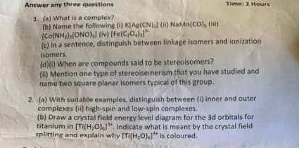 1. (a) What is a complex? (b) Name the following (i) | Chegg.com