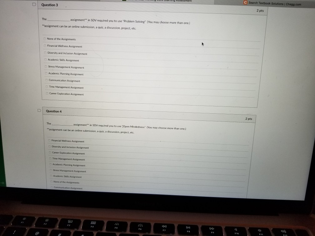 Solved The assignments in SDV required you to use | Chegg.com