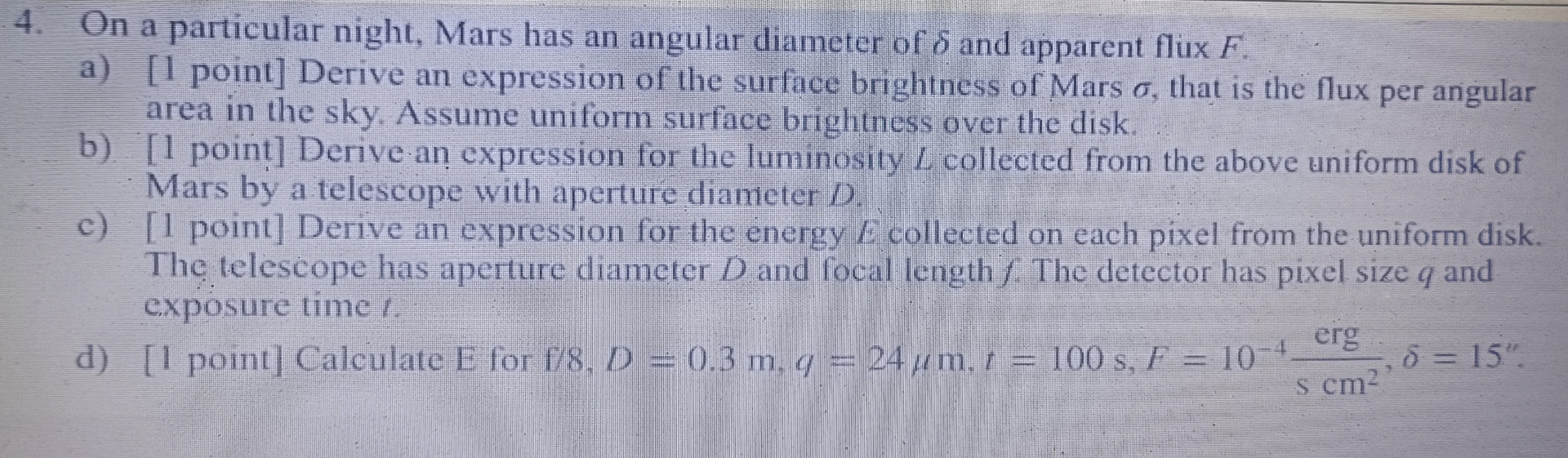 Solved On a particular night, Mars has an angular diameter | Chegg.com